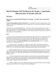 Biol 231 Summer 2017 Problem Set 5 Pdf Name PU ID Number Biol 231 Summer 2017 Problem Set 5