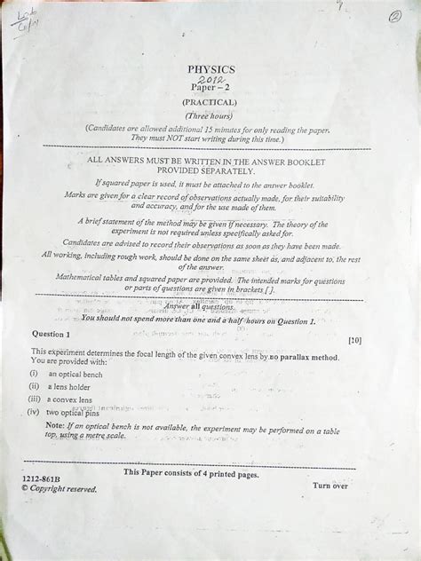 Isc Physics Practical 2012 Pdf