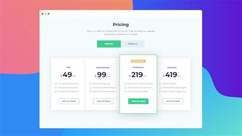 build a pro web create a responsive pricing section using html and css