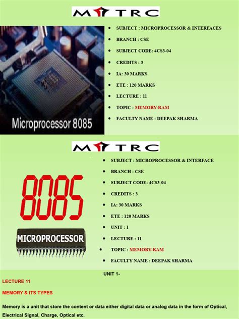 Lecture 11 Memory Ram Pdf Random Access Memory Dynamic Random