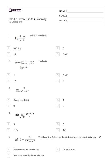 50 Calculus Worksheets For 11th Grade On Quizizz Free And Printable