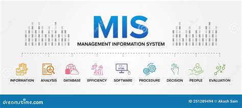 Mis Management Information System Vector Icons Set Infographics Background