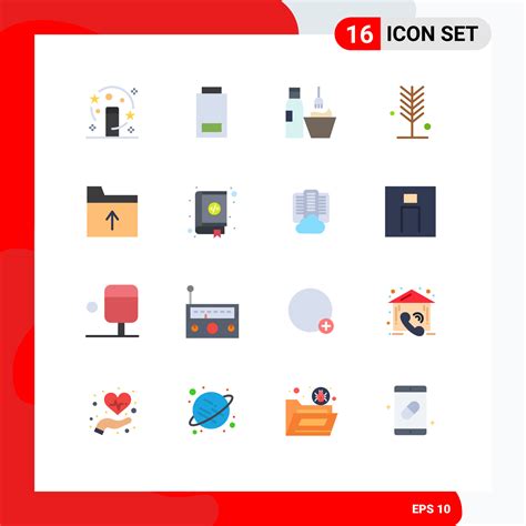 Editable Vector Line Pack Of 16 Simple Flat Colors Of Tree Nature Cosmetics Environment Makeup