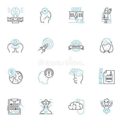 Strategic Management Linear Icons Set Planning Strategy Execution