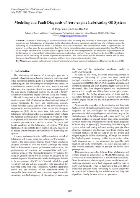 Pdf Modeling And Fault Diagnosis Of Aero Engine Lubricating Oil System