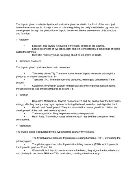 Thyroid Gland Overview Pdf Thyroid Hypothyroidism