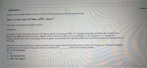 1 Points Questions Create A New Variable Index In