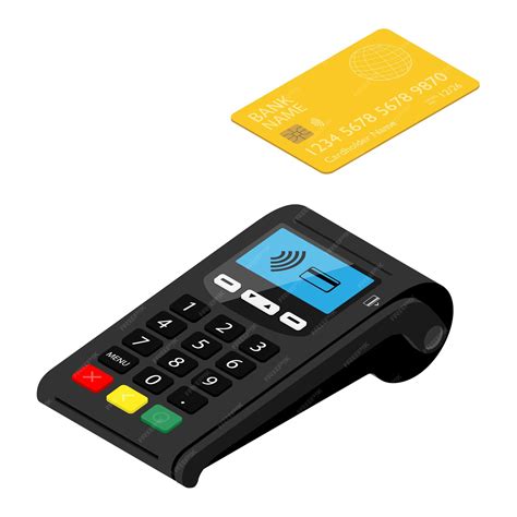 Premium Vector New Smart Pos Terminal Payment Machine With Bank Credit Card Isolated On White