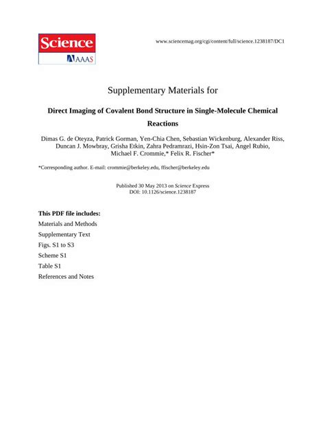 Pdf Direct Imaging Of Covalent Bond Structure In Single Molecule Chemical Reactions Dokumentips