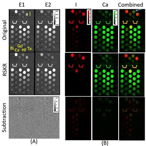 a the original rskr denoised images and their subtractions for e1