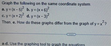 Solved Graph The Following On The Same Coordinate System A Y X 5 2 B Y X 6 2 C Y X 2