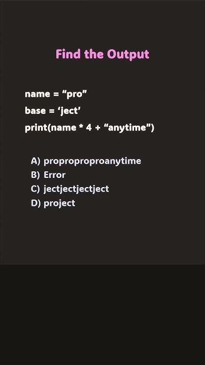 Find The Output Python Pythonprogramming Pattern Easy Code Programming Simpletolearn