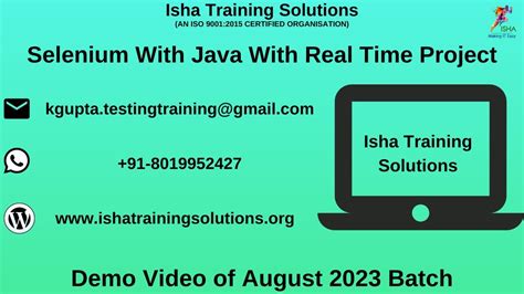 Selenium With Java Demo Video On 29th August 2023 Call Or Whatsapp Us