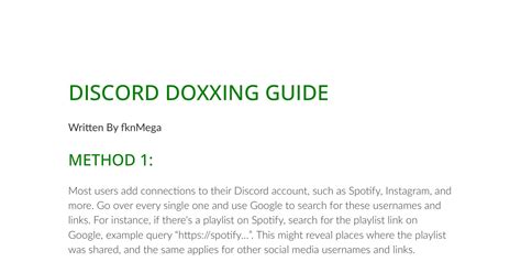 Discord Doxxing Guide Pdf Docdroid