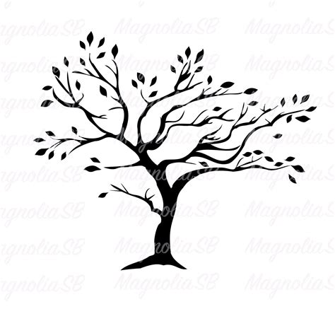Tree With Leaves SVG DXF Tree Clipart Leaves Tree PNG Etsy
