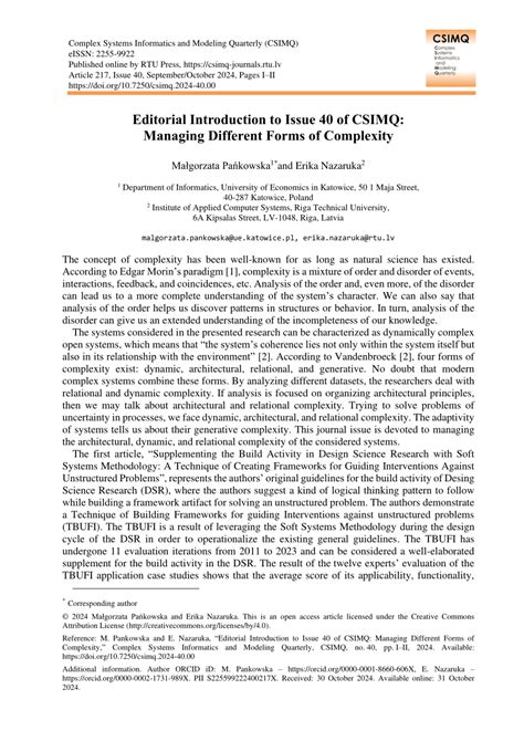 pdf editorial introduction to issue 40 of csimq managing different