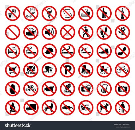 Prohibition Signs Collection Flat Vector Isolated Stock Vector Royalty