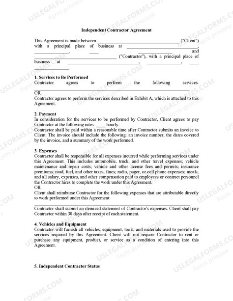 Independent Contractor Agreement Us Legal Forms