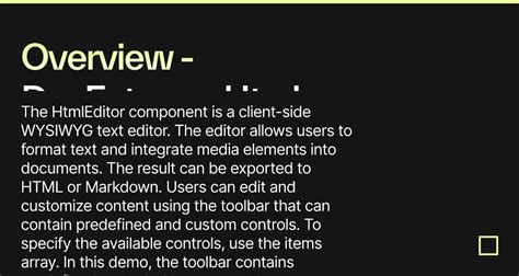 Overview DevExtreme Html Editor Codesandbox