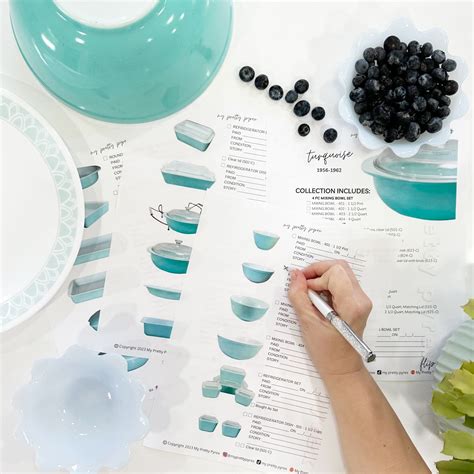 Turquoise Pyrex Collectors Checklist By My Pretty Pyrex Instant Download Etsy
