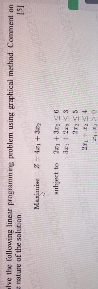 Solved Lve The Following Linear Programming Problem Using