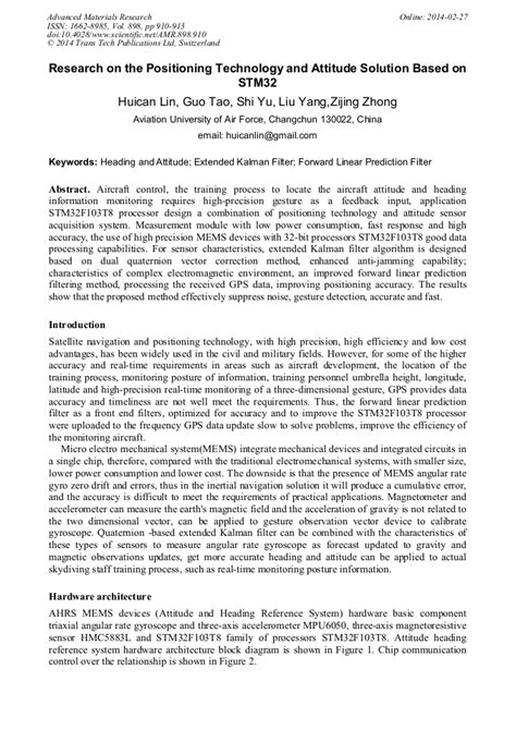 Research On The Positioning Technology And Attitude Solution Based On Stm32 Scientificnet
