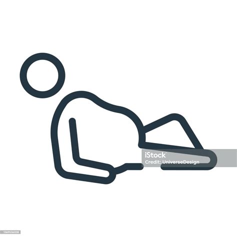 편안한 인간의 얇은 선 아이콘 침대 감정 개념 고립 된 윤곽 기호에서 생활 선형 아이콘 웹 디자인 및 앱에 대한 벡터 그림 기호 요소입니다 개념에 대한 스톡 벡터 아트 및