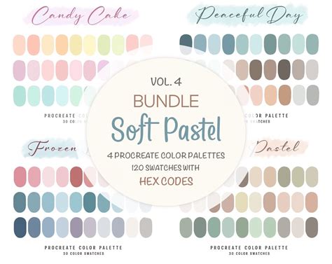 Procreate Color Palette Bundle HEX Codes Soft Pastel Color Swatches IPad Illustration