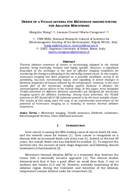 Pdf Vivaldi Antenna For Microwave Ablation Imaging