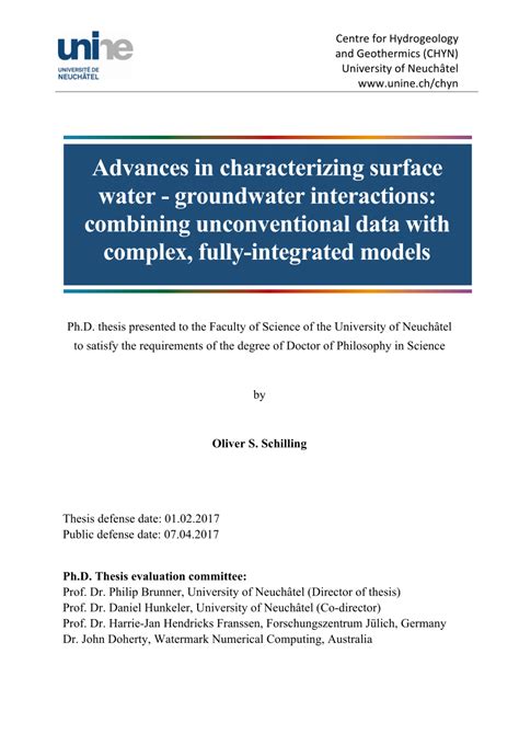Pdf Advances In Characterizing Surface Water Groundwater Interactions Combining