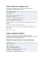 Python Effective Logging Level Docx Python Effective Logging Level