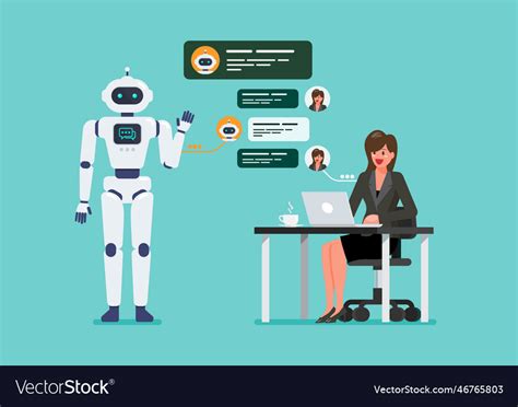 Business Woman Is Chatting With Chatbot Royalty Free Vector