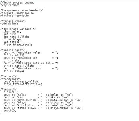 Code Modul Bahasa C C Input Proses Output Auliasoft