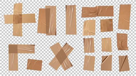 접착 테이프 가장자리가 찢어진 현실적인 접착 스카치 고정 또는 간단한 수리를위한 3d 줄무늬 플라스틱 주름진 끈적 끈적한 밴드와