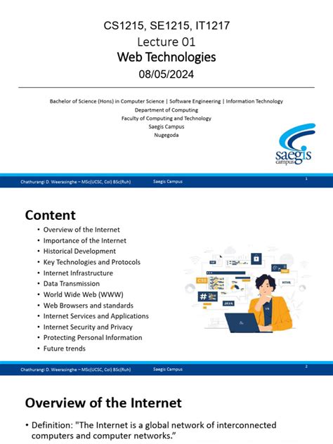 Web Technologies Lecture 1 Pdf World Wide Web Internet And Web