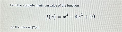 Solved Find The Absolute Minimum Value Of The