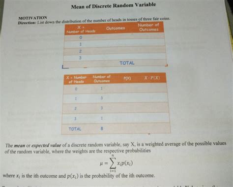 Nalutasmean Of Discrete Random Variable Motivation Direction List