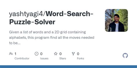Github Yashtyagi Word Search Puzzle Solver Given A List Of Words