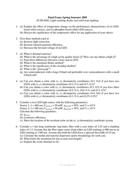 Practice Final Exam Light Emitting Diodes And Solid State Lighting