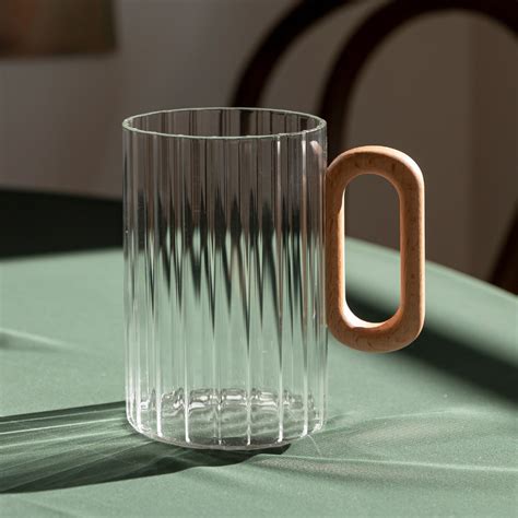 유리컵·물컵 베이지 우드핸들 글라스 500ml 오늘의집 쇼핑