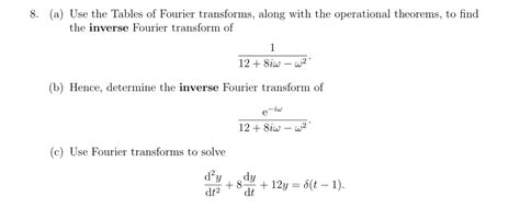 Solved 8 A Use The Tables Of Fourier Transforms Along