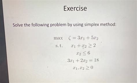 solved exercise solve the following problem by using simplex