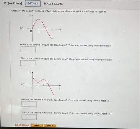 solved graphs of the velocity functions of two particles are