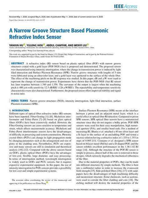 a narrow groove structure based plasmonic refractive index sensor pdf