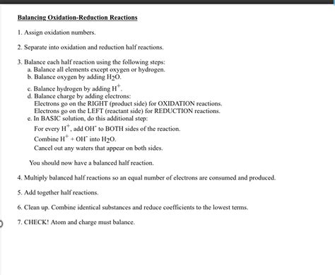 Solved Balancing Oxidation Reduction Reactions 1 Assign