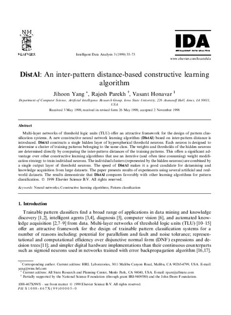 Pdf Distal An Inter Pattern Distance Based Constructive Neural