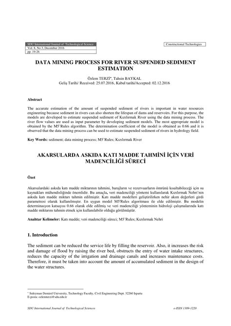 Pdf Data Mining Process For River Suspended Sediment Estimation