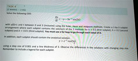 Task 2 Marks Log Solve The Following Ode Sinst With Yo 1 And Between