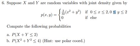 Solved Suppose X And Y Are Random Variables With Joint Chegg
