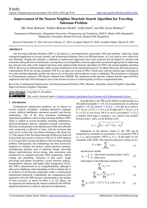 Pdf Improvement Of The Nearest Neighbor Heuristic Search Algorithm For Traveling Salesman Problem